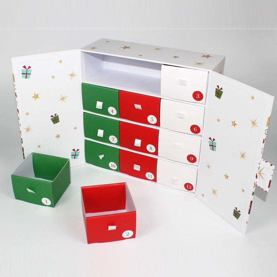 Cardboard paper advent calendar box with magnet with drawer - Wholesale ...