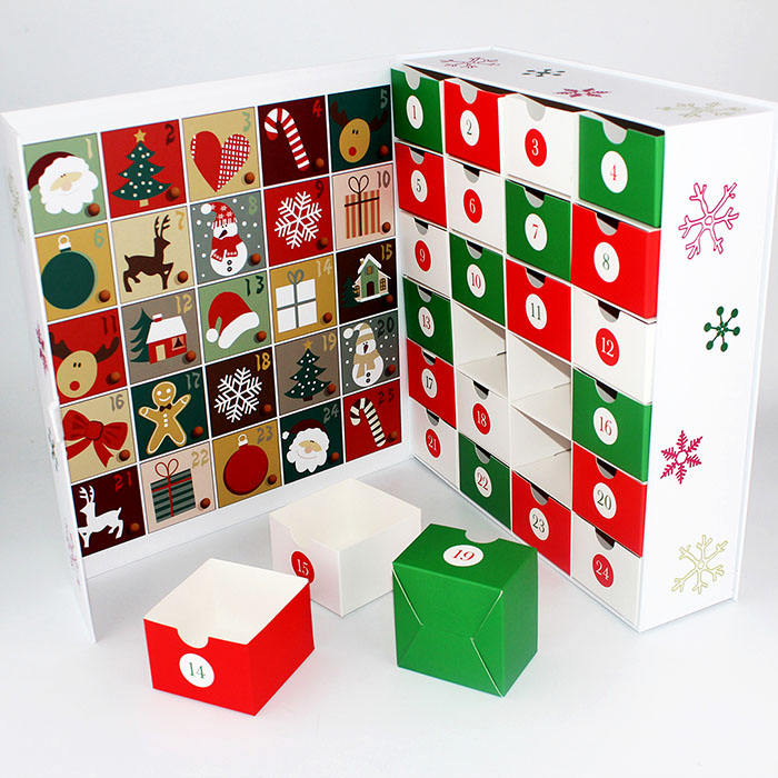 Cardboard Christmas Advent Calendar Packaging Box with 24 Drawers ...